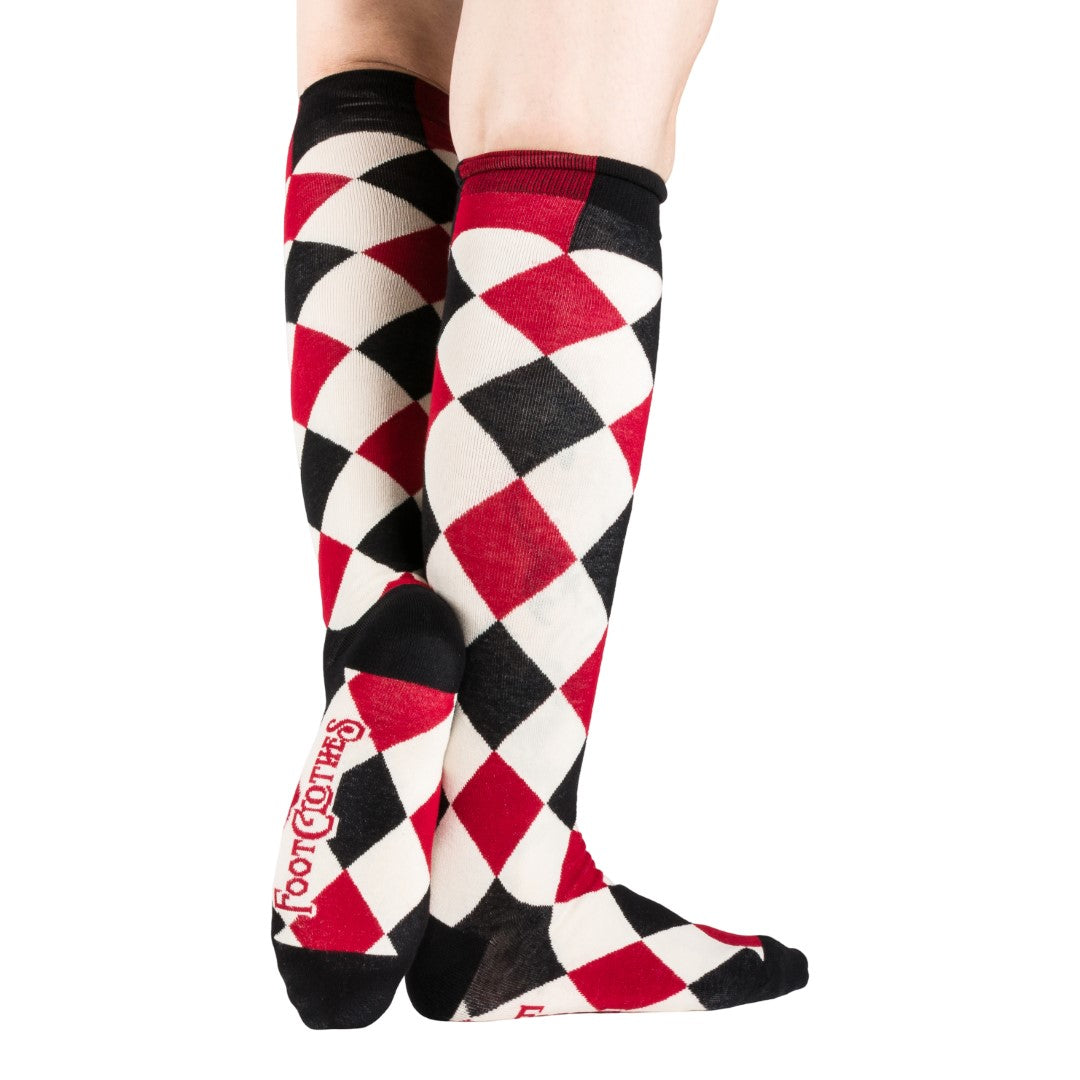 Haunting Harlequin Knee High Socks | FootClothes