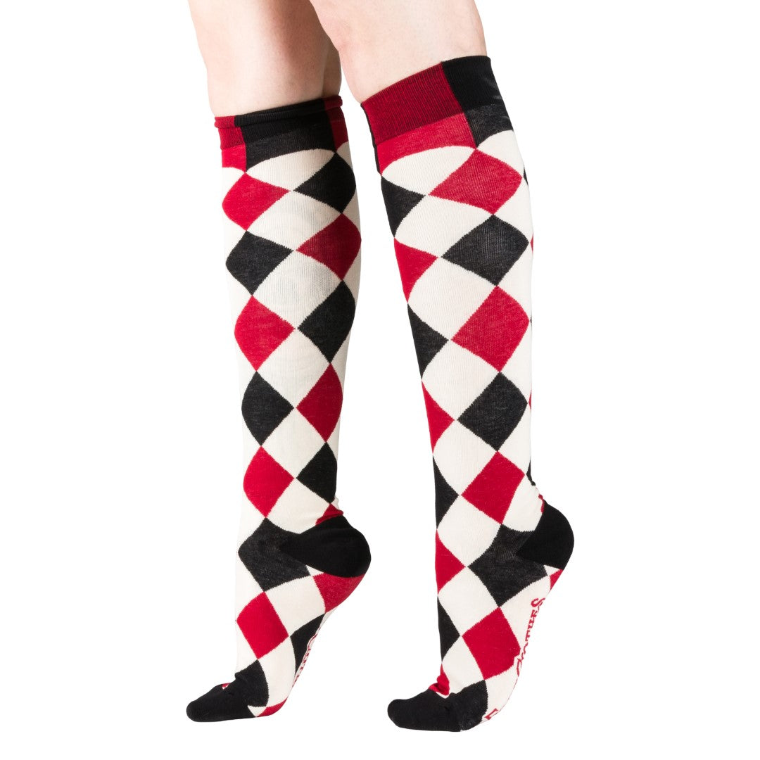 Haunting Harlequin Knee High Socks | FootClothes