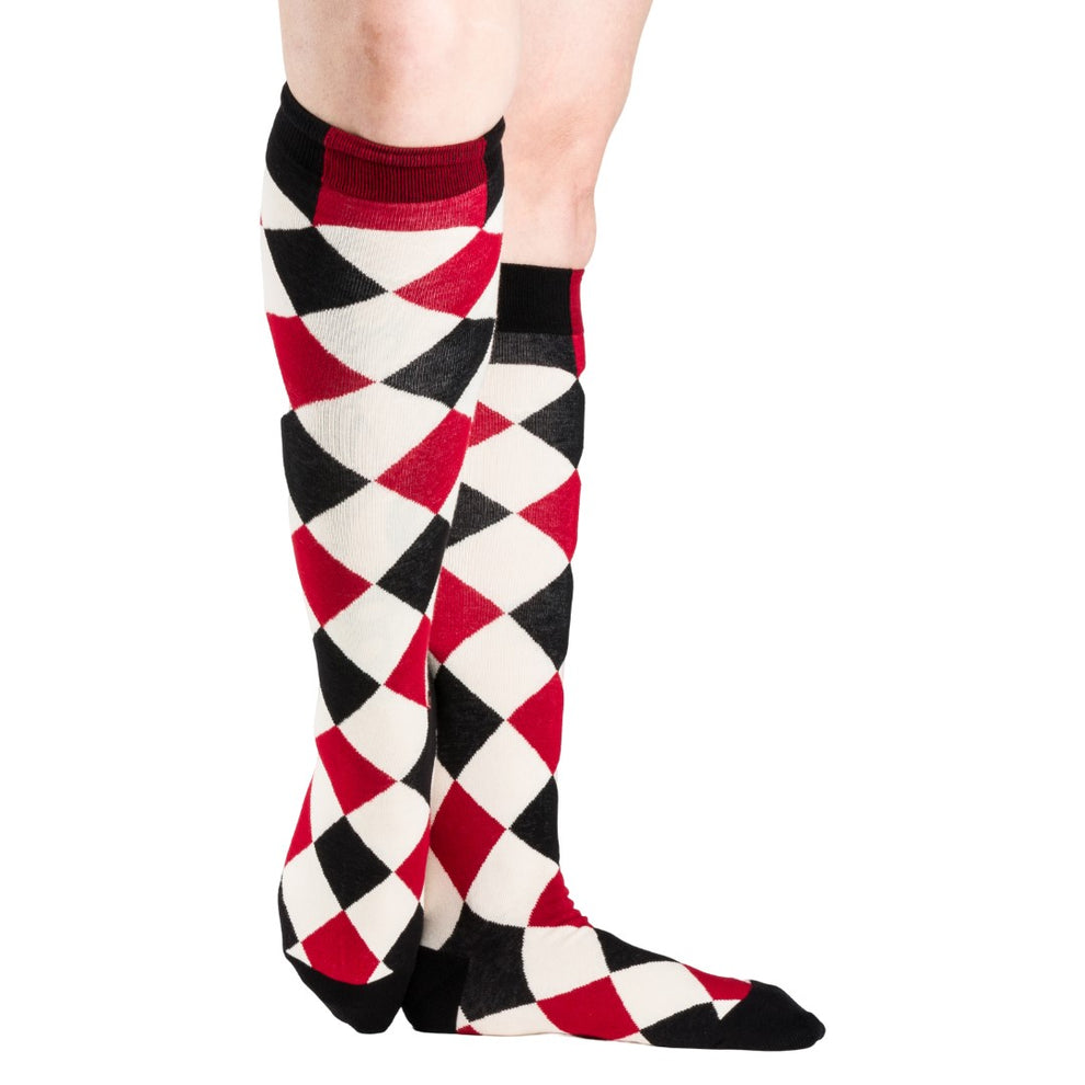 Haunting Harlequin Knee High Socks | FootClothes