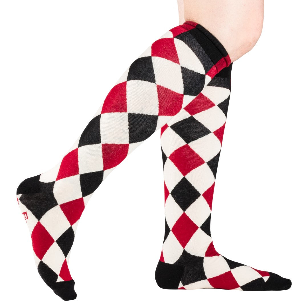 Haunting Harlequin Knee High Socks | FootClothes