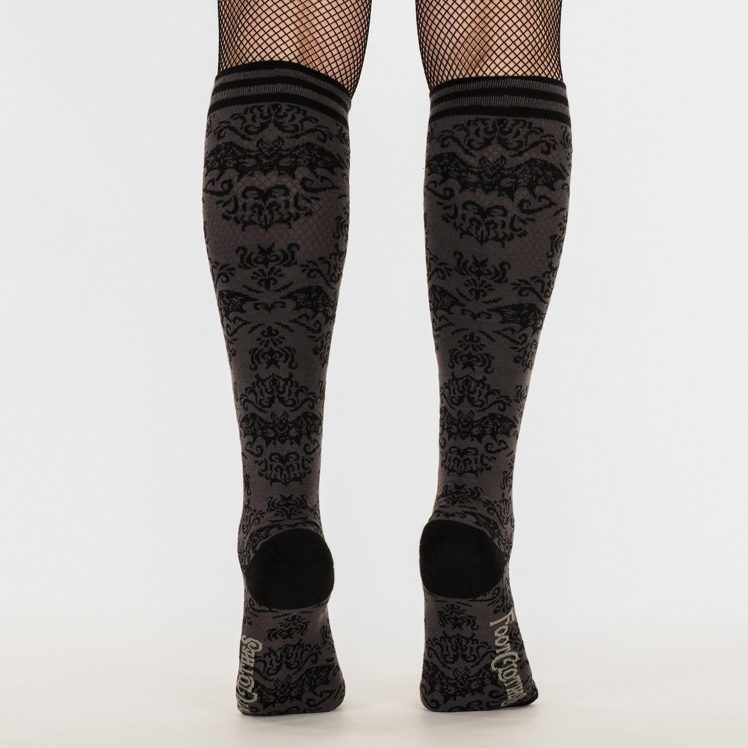 Bat Damask Knee High Socks | FootClothes