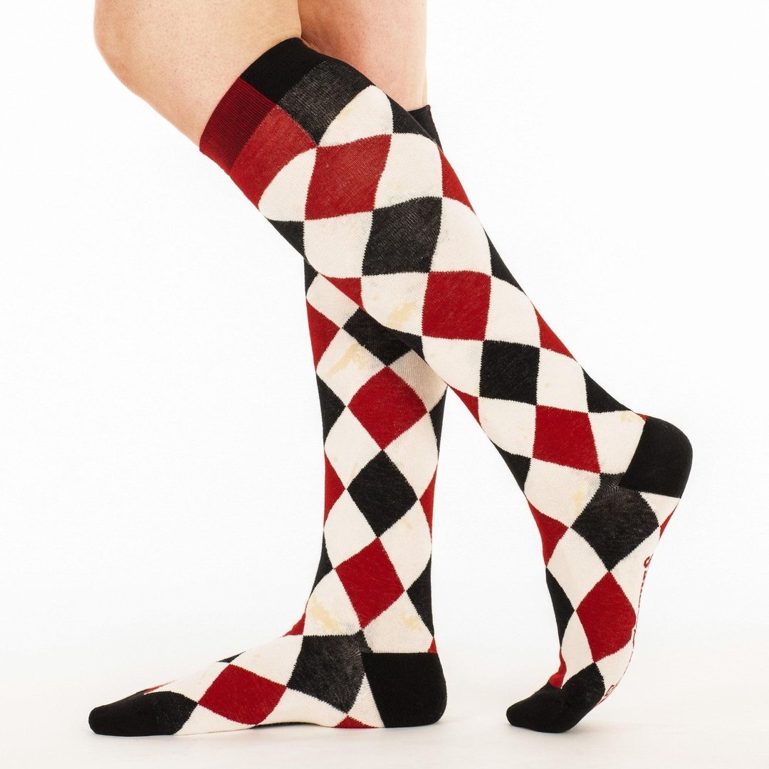 PREORDER Haunting Harlequin Knee High Socks | FootClothes