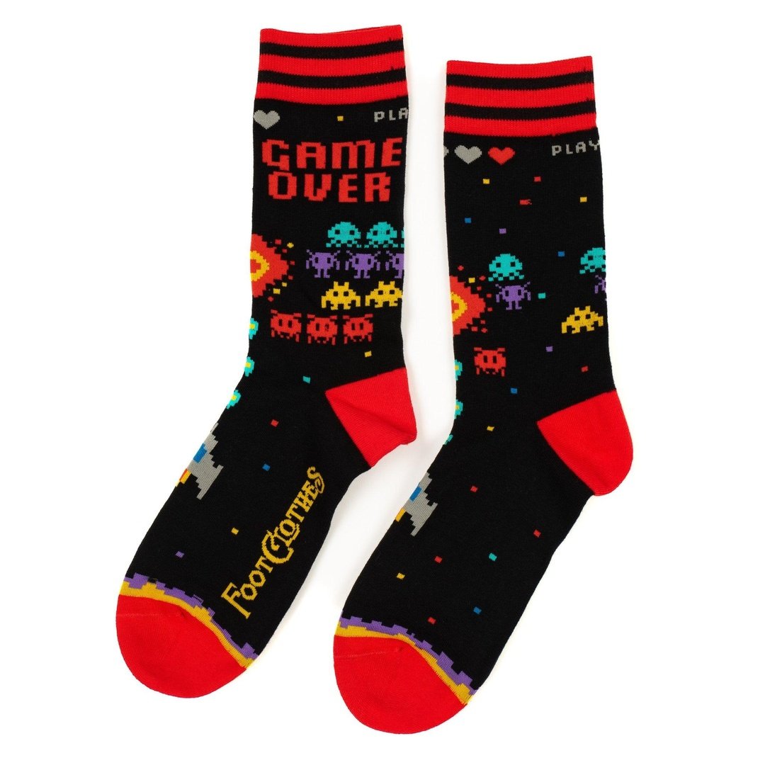 Game Over 80s Video Game Crew Socks by FootClothes